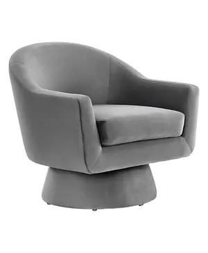 MODWAY Astral Performance Velvet Fabric And Wood Swivel Chair - Gray