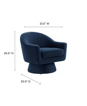 MODWAY Astral Performance Velvet Fabric And Wood Swivel Chair