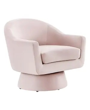 MODWAY Astral Performance Velvet Fabric And Wood Swivel Chair - Pink