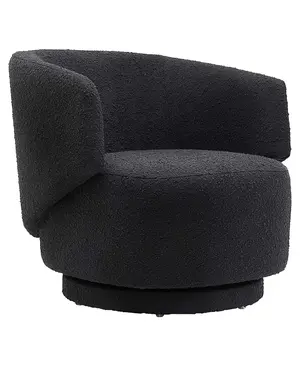 MODWAY Celestia Boucle Fabric Swivel Chair - Black