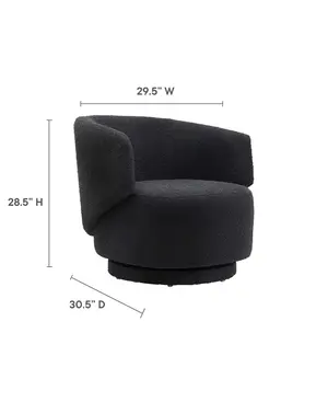 MODWAY Celestia Boucle Fabric Swivel Chair - Black