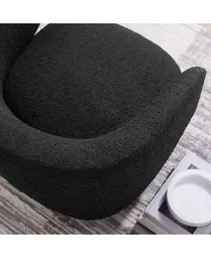 MODWAY Celestia Boucle Fabric Swivel Chair - Black