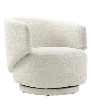 MODWAY Celestia Boucle Fabric Swivel Chair - Ivory