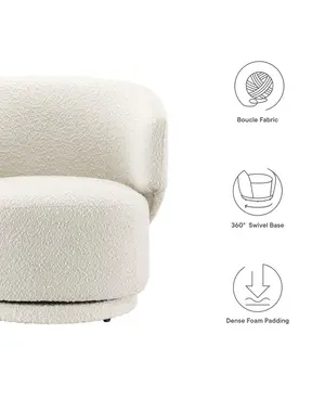 MODWAY Celestia Boucle Fabric Swivel Chair - Ivory