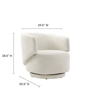MODWAY Celestia Boucle Fabric Swivel Chair - Ivory