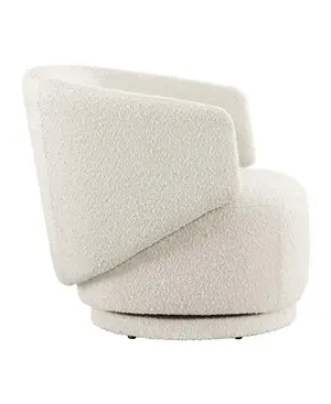 MODWAY Celestia Boucle Fabric Swivel Chair - Ivory