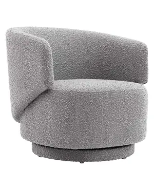 MODWAY Celestia Boucle Fabric Swivel Chair - Light Gray