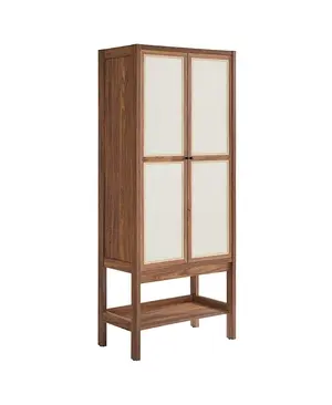 MODWAY Capri Tall Wood Grain Standing Storage Cabinet - Walnut