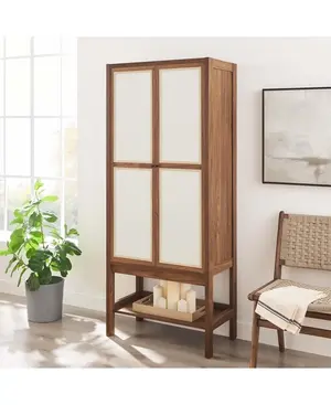 MODWAY Capri Tall Wood Grain Standing Storage Cabinet