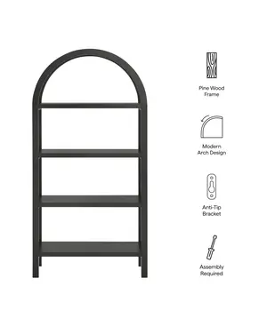 MODWAY Vexley 60 Inch Arched Bookshelf