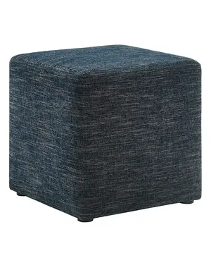 MODWAY Callum 17" Square Woven Heathered Fabric Upholstered Ottoman - Heathered Weave Azure
