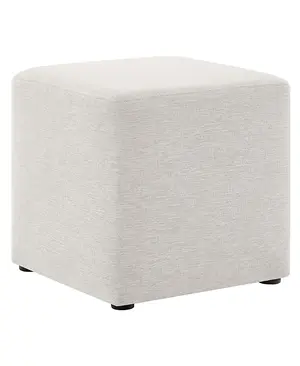 MODWAY Callum 17" Square Woven Heathered Fabric Upholstered Ottoman - Heathered Weave Ivory