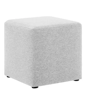 MODWAY Callum 17" Square Woven Heathered Fabric Upholstered Ottoman - Heathered Weave Light Gray