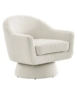 MODWAY Astral Boucle Fabric Swivel Chair - Ivory