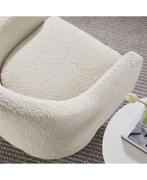 MODWAY Astral Boucle Fabric Swivel Chair - Ivory