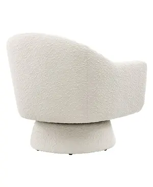 MODWAY Astral Boucle Fabric Swivel Chair - Ivory