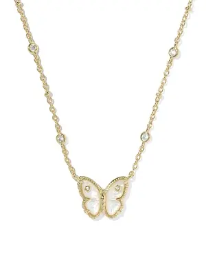 Kendra Scott Cailey Butterfly Short Pendant Necklace, 19 - Gold Ivory