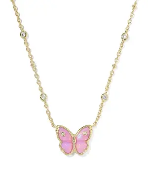 Kendra Scott Cailey Butterfly Short Pendant Necklace, 19 - Gold Pink
