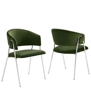 MODWAY Nella Dining Chair, Set Of 2 - Moss Green Silver