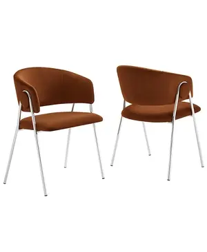 MODWAY Nella Dining Chair, Set Of 2 Rust Silver