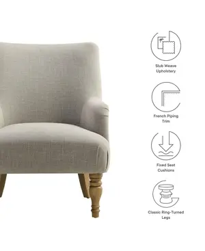 MODWAY Ellington Fabric Upholstered Accent Armchair - Linen