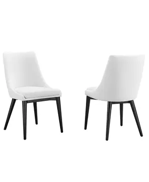 MODWAY Viscount Fabric Dining Side Chair, Set Of 2 White