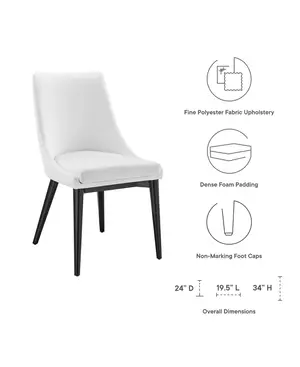MODWAY Viscount Fabric Dining Side Chair, Set Of 2 - White