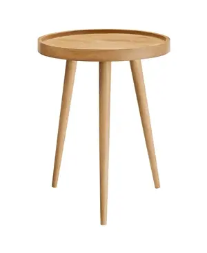 MODWAY Chiro Round Wood Side Table - Natural