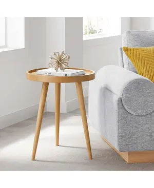 MODWAY Chiro Round Wood Side Table - Natural
