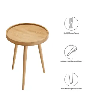 MODWAY Chiro Round Wood Side Table - Natural