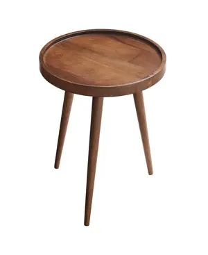 MODWAY Chiro Round Wood Side Table - Walnut