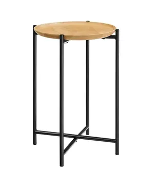 MODWAY Xilo Round Wood And Metal Side Table - Oak
