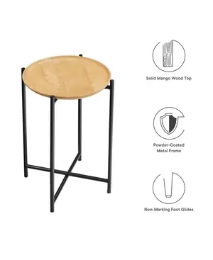 MODWAY Xilo Round Wood And Metal Side Table