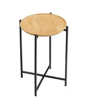 MODWAY Xilo Round Wood And Metal Side Table