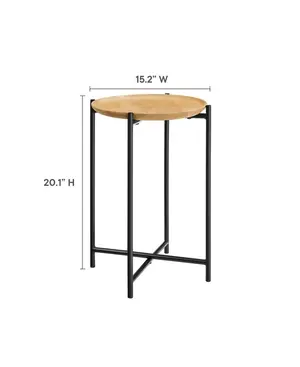 MODWAY Xilo Round Wood And Metal Side Table