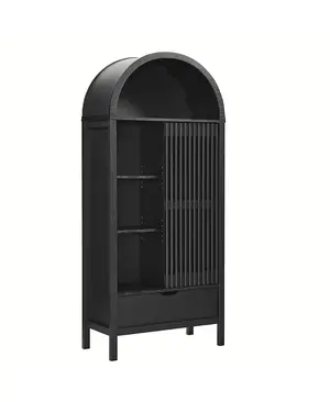 MODWAY Vaughn 71 Arched Storage Display Cabinet - Black