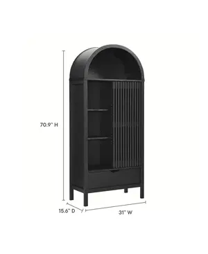 MODWAY Vaughn 71 Arched Storage Display Cabinet - Black