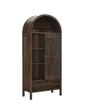 MODWAY Vaughn 71 Arched Storage Display Cabinet - Walnut