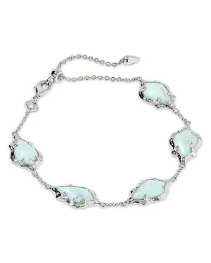 Kendra Scott Adriana Scallop Frame Delicate Chain Bracelet - Silver Sea Green Chrysocolla