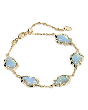 Kendra Scott Adriana Scallop Frame Delicate Chain Bracelet - Gold Sky Blue