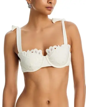 Simkhai Sofie Embroidered Bikini Top - Ivory
