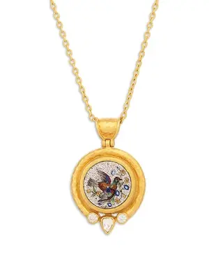 Gurhan 22k & 24k Yellow Gold Diamond Tesserae Bird Pendant Necklace - White/gold