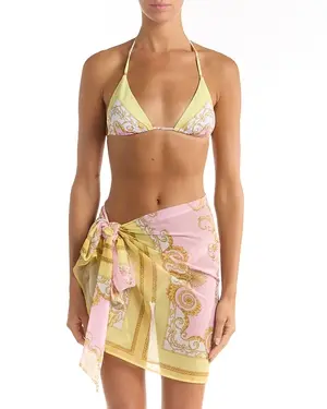 Versace Printed Georgette Pareo - Pale Yellow/rose Quartz