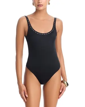 Versace Embellished One Piece Swimsuit - Black
