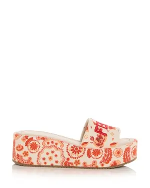 Fendi Bandana Platform Slide Sandals
