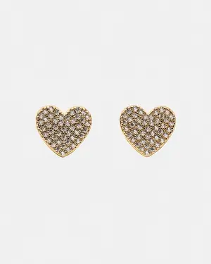 Kate Spade New York Yours Truly Pave Heart Stud Earrings - Clear/gold