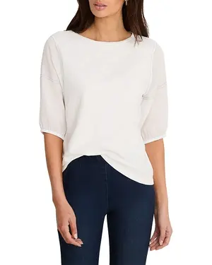 NIC+ZOE Contrast Sleeve Tee - Paper White