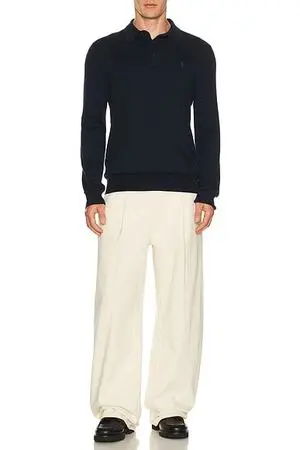 Polo Ralph Lauren Long Sleeve Merino Wool Button Placket Polo Sweater
