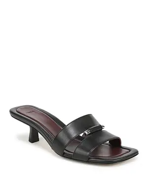 Vince Piper Kitten Heel Slides - Black