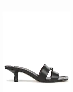 Vince Piper Kitten Heel Slides - Black